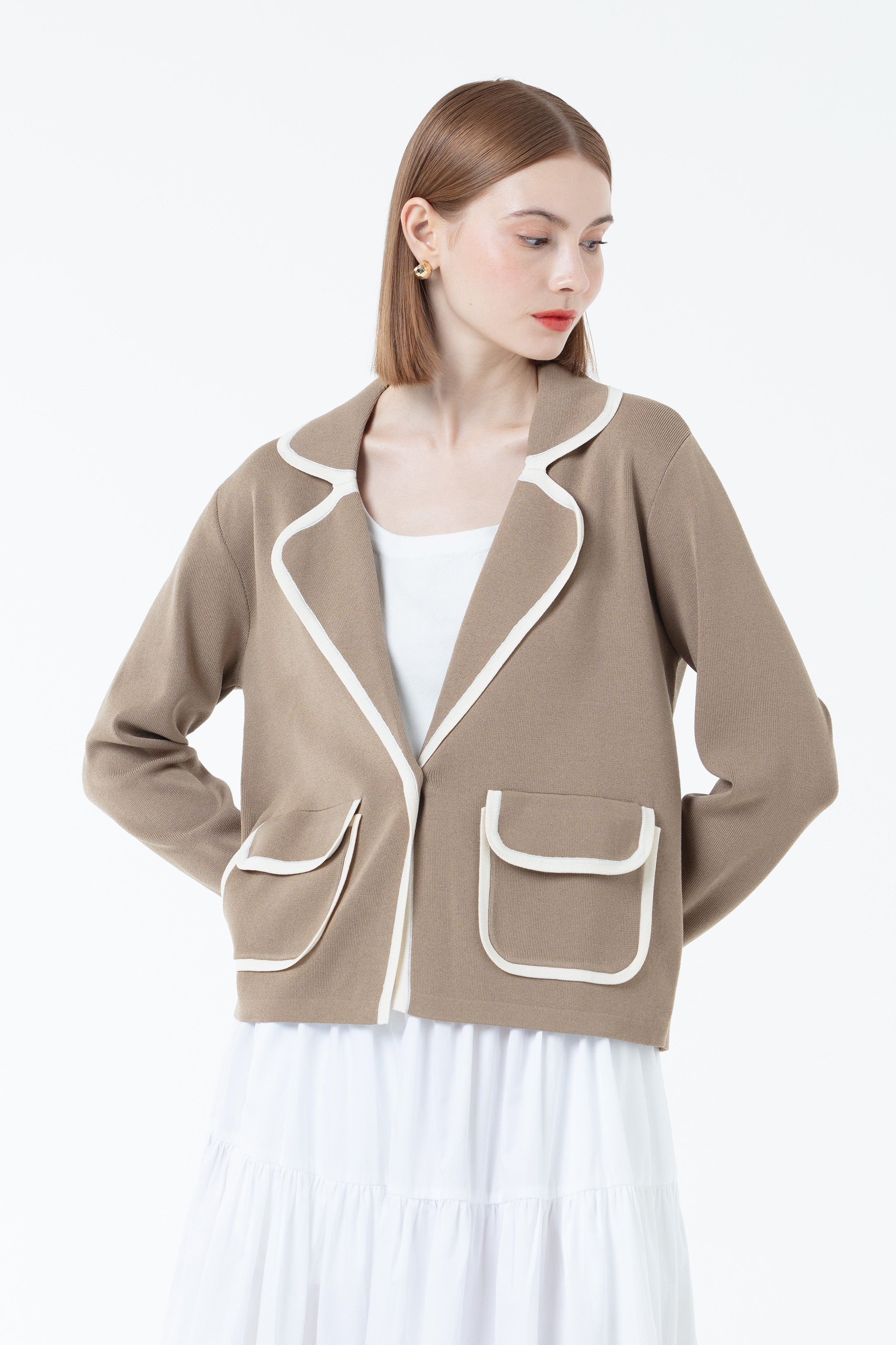 Contrast Trim Blazer – K/WOODS